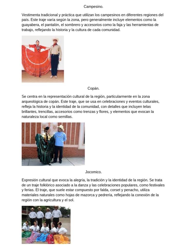 Trajes Tipicos de Honduras | PDF | Ropa | Folklore