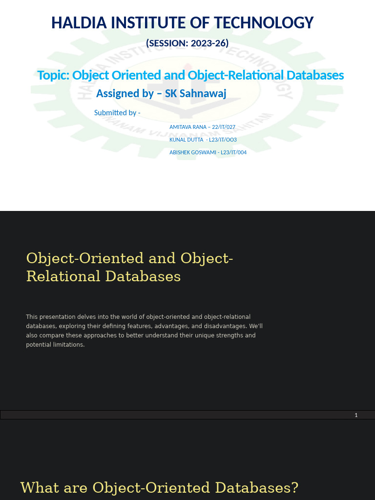 Object Oriented and Object Relational Databases Final | PDF | Relational Database | Databases