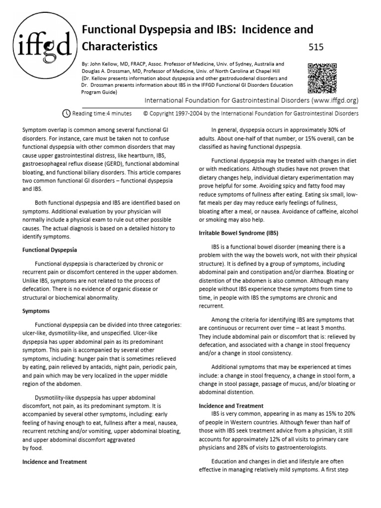 515 Functional Dyspepsia and IBS | PDF | Indigestion | Irritable Bowel Syndrome