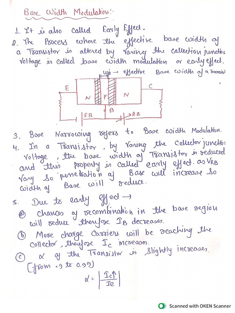 Base Width Modulation in BJT | PDF