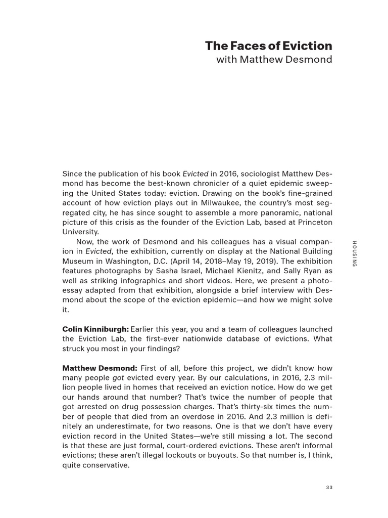 Desmond. The Faces of Eviction | PDF