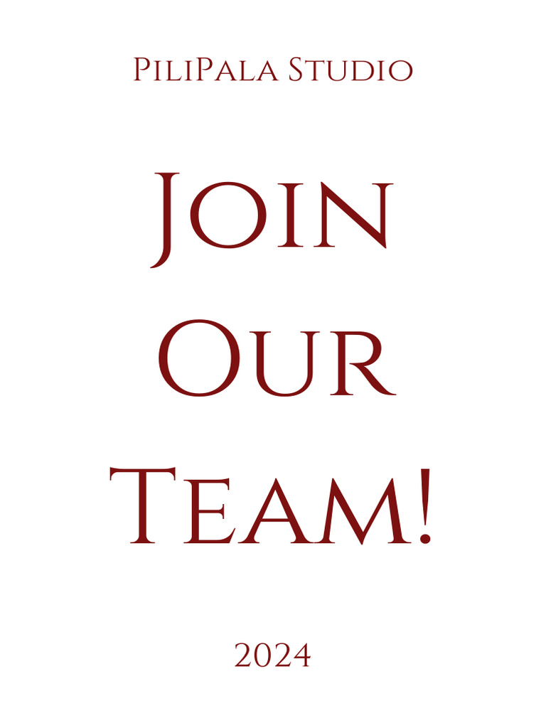 Job Openings at PiliPala Studio 2024 | PDF