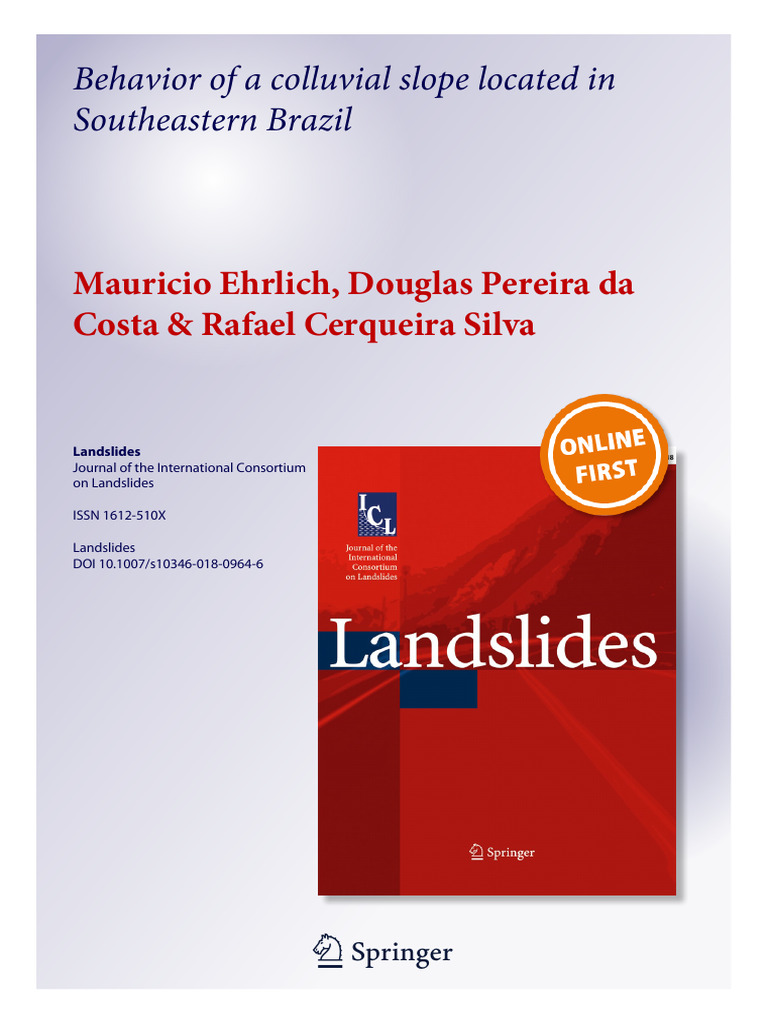 Behavior of A Colluvial Slope Located in Southeastern Brazil - EHRLICH ...