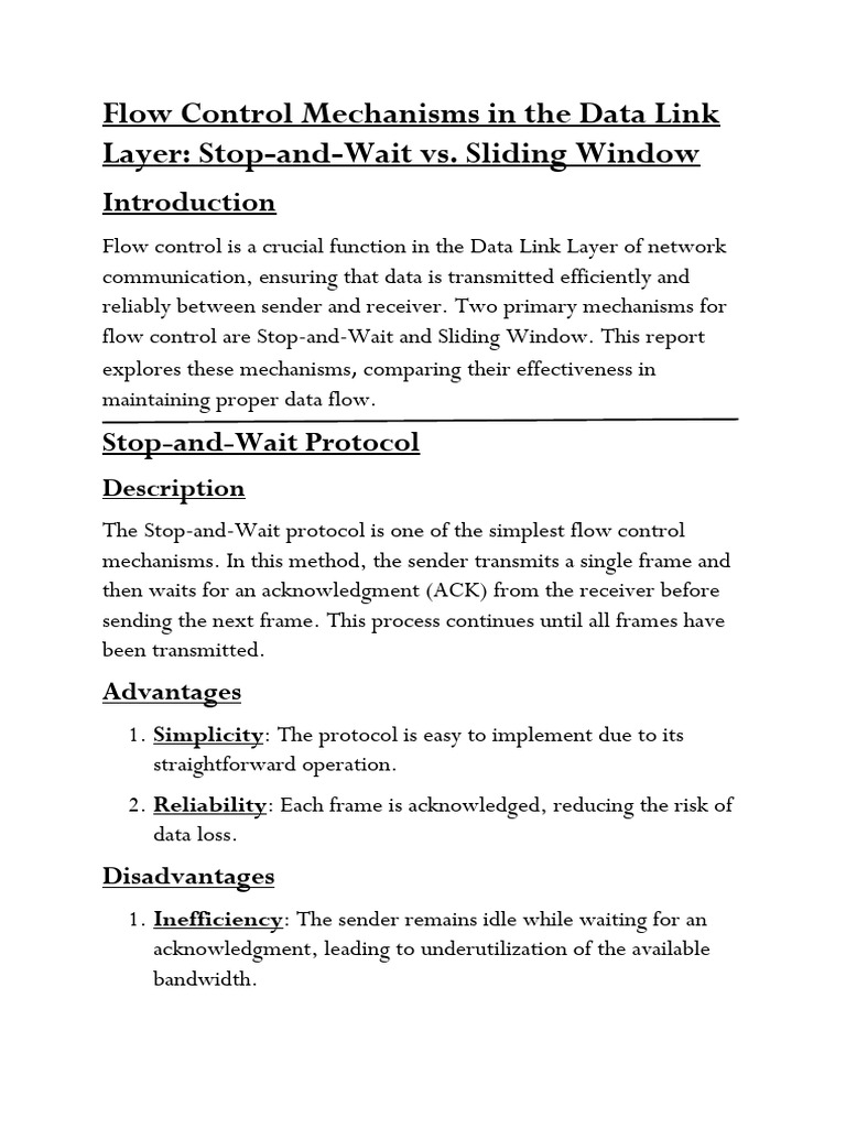 Flow Control Mechanisms in The Data Link Layer | PDF | Transmission ...