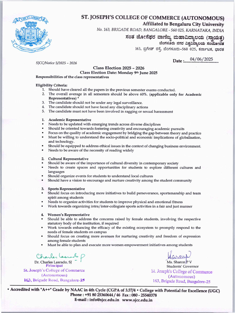 Class Representative Election Notice 2025-2026 | PDF