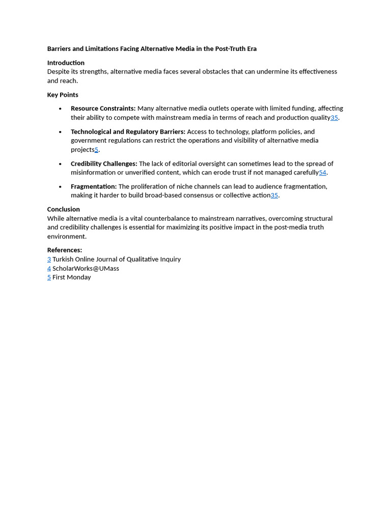 Barriers and Limitations Facing Alternative Media in The Post-Truth Era ...