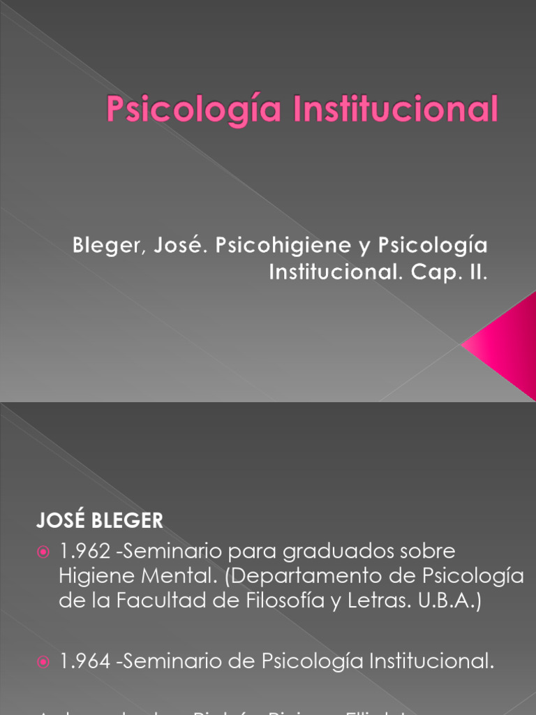 Psicología Institucional según Bleger | PDF | Sicología | Institución