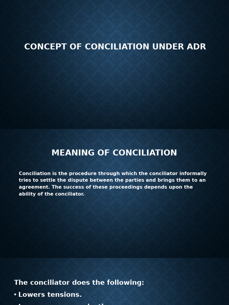 Concept of Conciliation Under ADR | PDF | Arbitration | Alternative ...