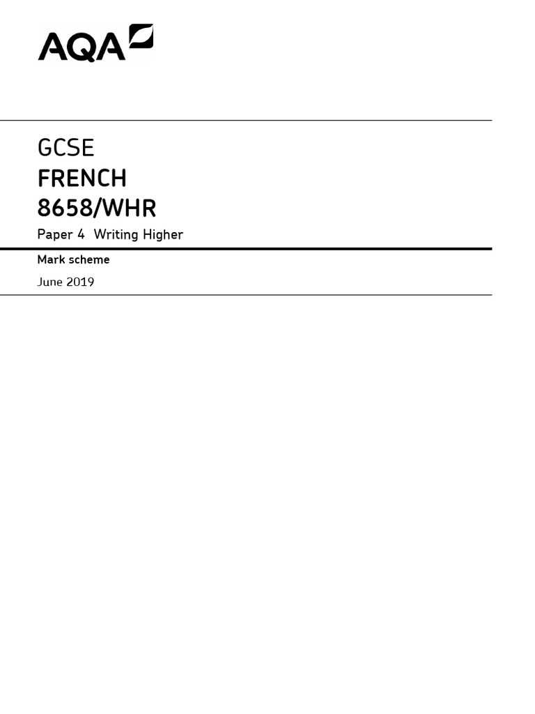 GCSE French Writing Mark Scheme 2019 | PDF | Information | Communication
