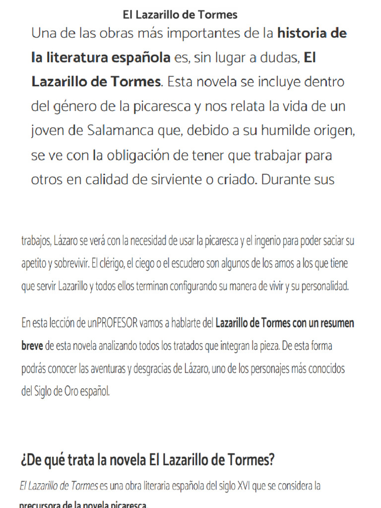 Lazarillo de Tormes | PDF