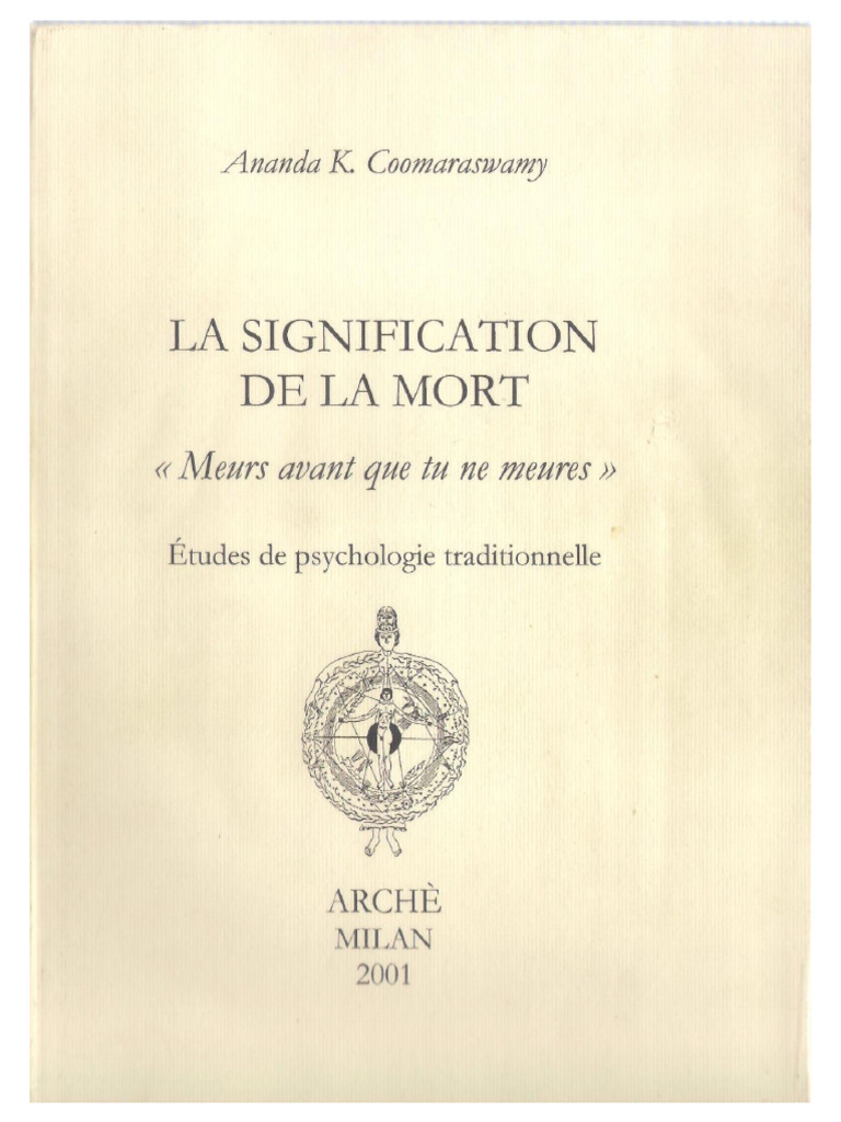 Ananda K. Coomaraswamy La Signification de La Mort | PDF