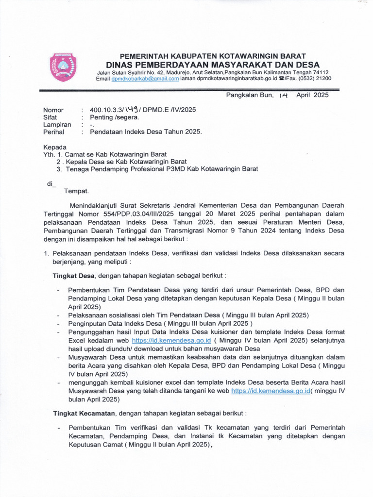 Pendataan Indeks Desa Tahun 2025 | PDF