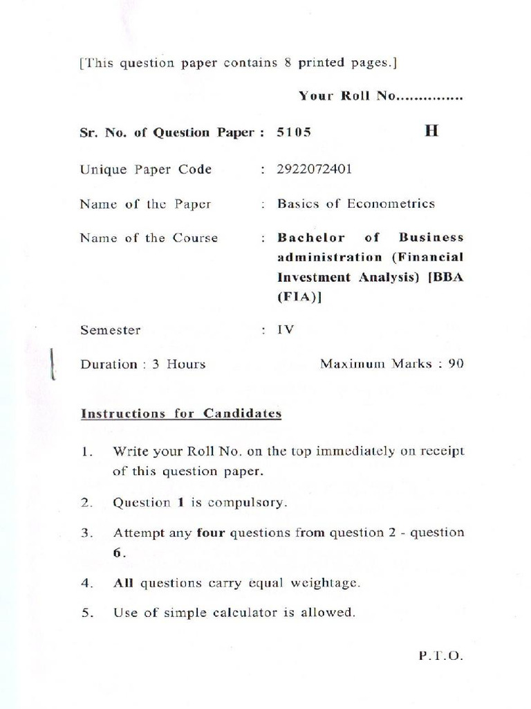 2024 Basic of Econometrics | PDF