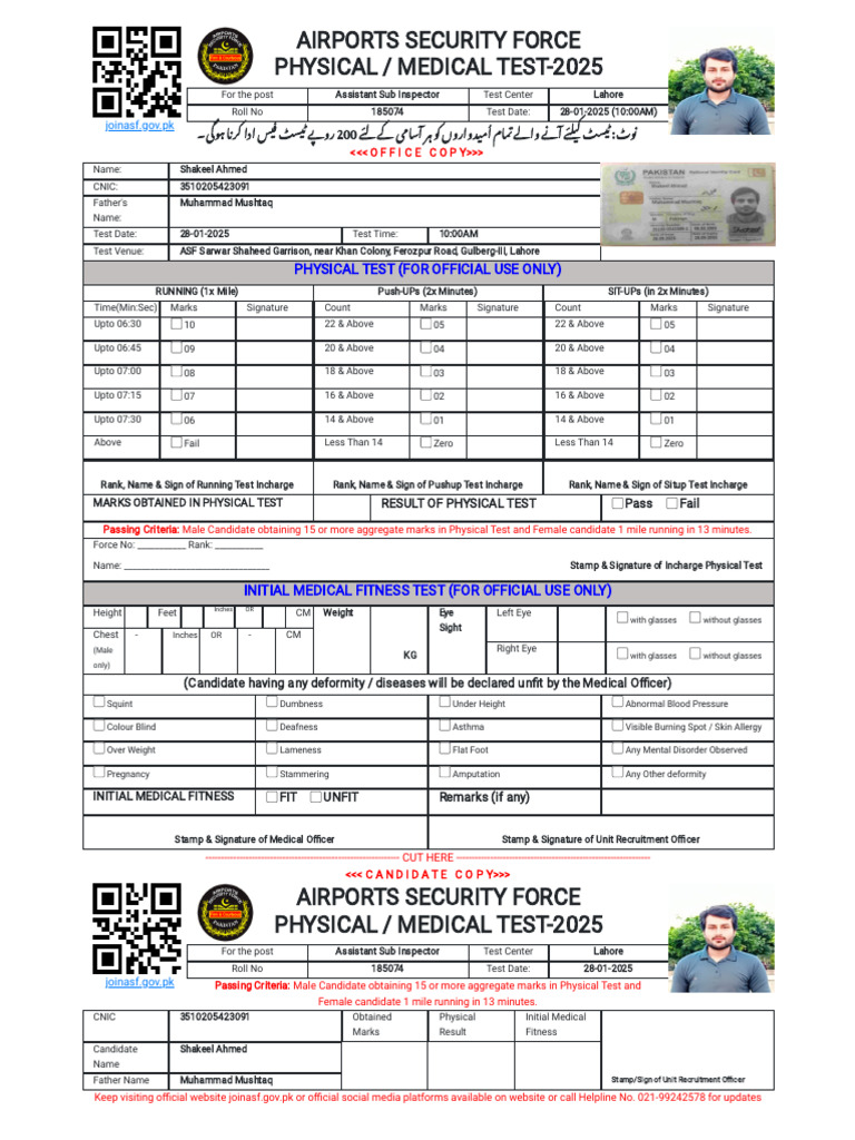 Airport Security Forces Physical Slip | PDF | Human Diseases And ...