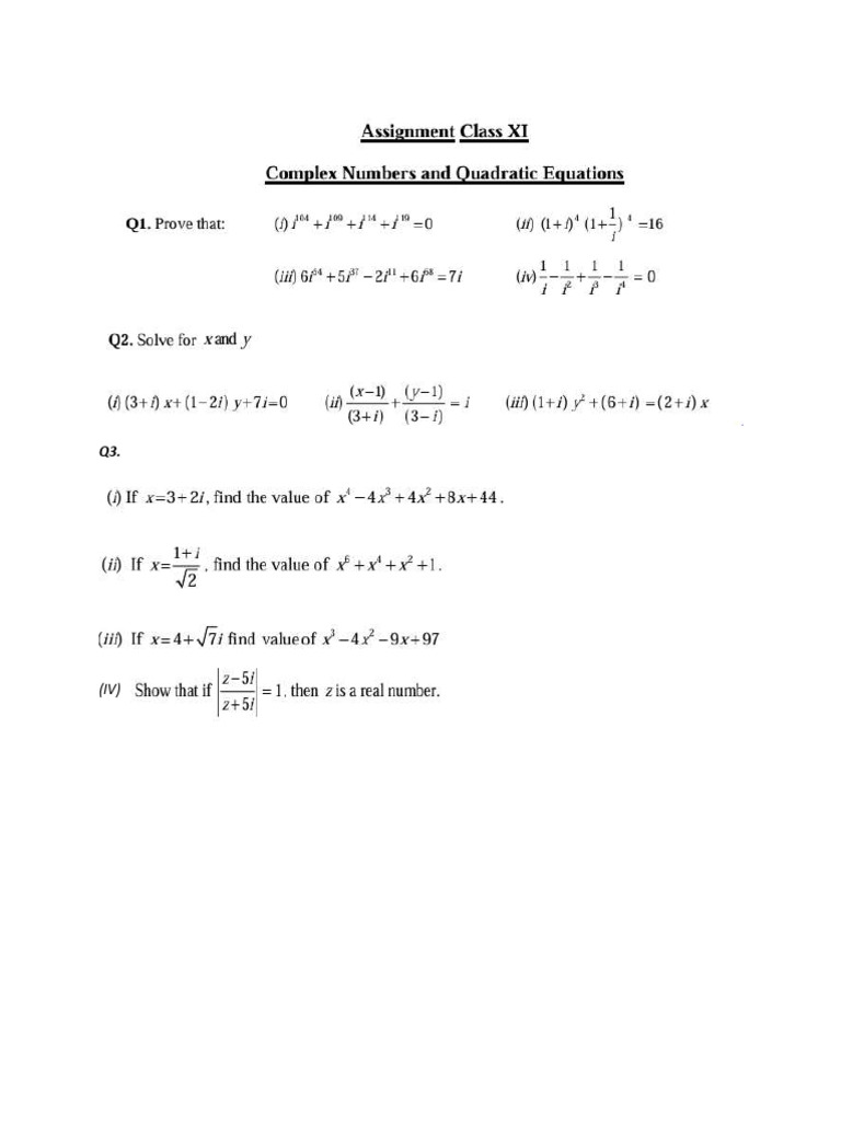 WS I Complex Numbers | PDF