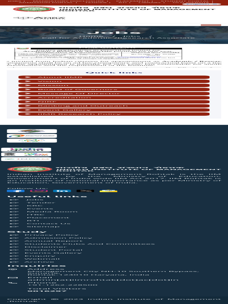 IIM Rohtak Indian Institute of Management Rohtak | PDF