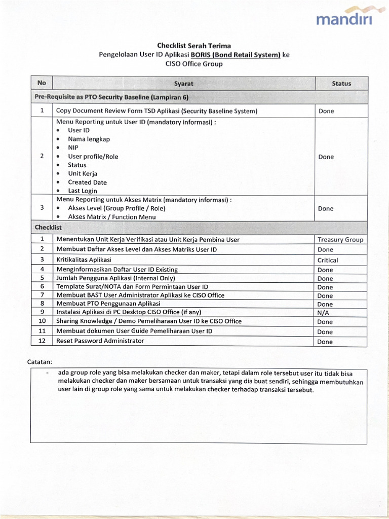 Checklist Serah Terima | PDF