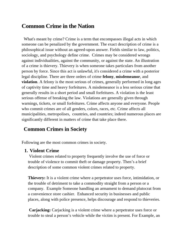 Overview of Common Crimes in Society | PDF | Phishing | Identity Theft