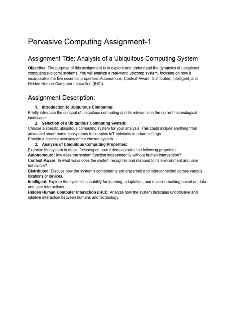 Pervasive Computing Assignment - 1 | PDF