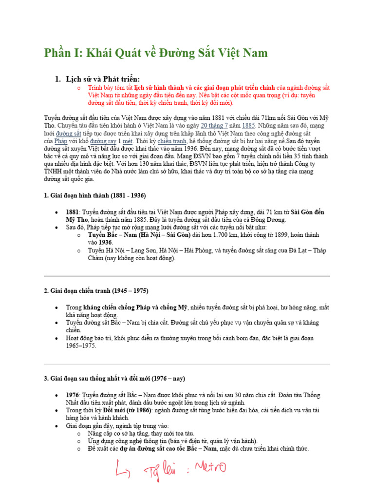 Bai Tap Tim Hieu Duong Sat Viet Nam | PDF