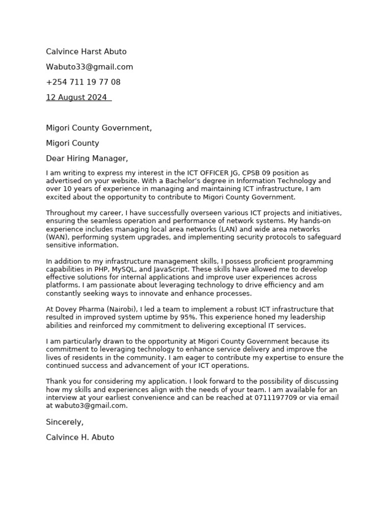 Calvince Harst Abuto-Migori - County | PDF