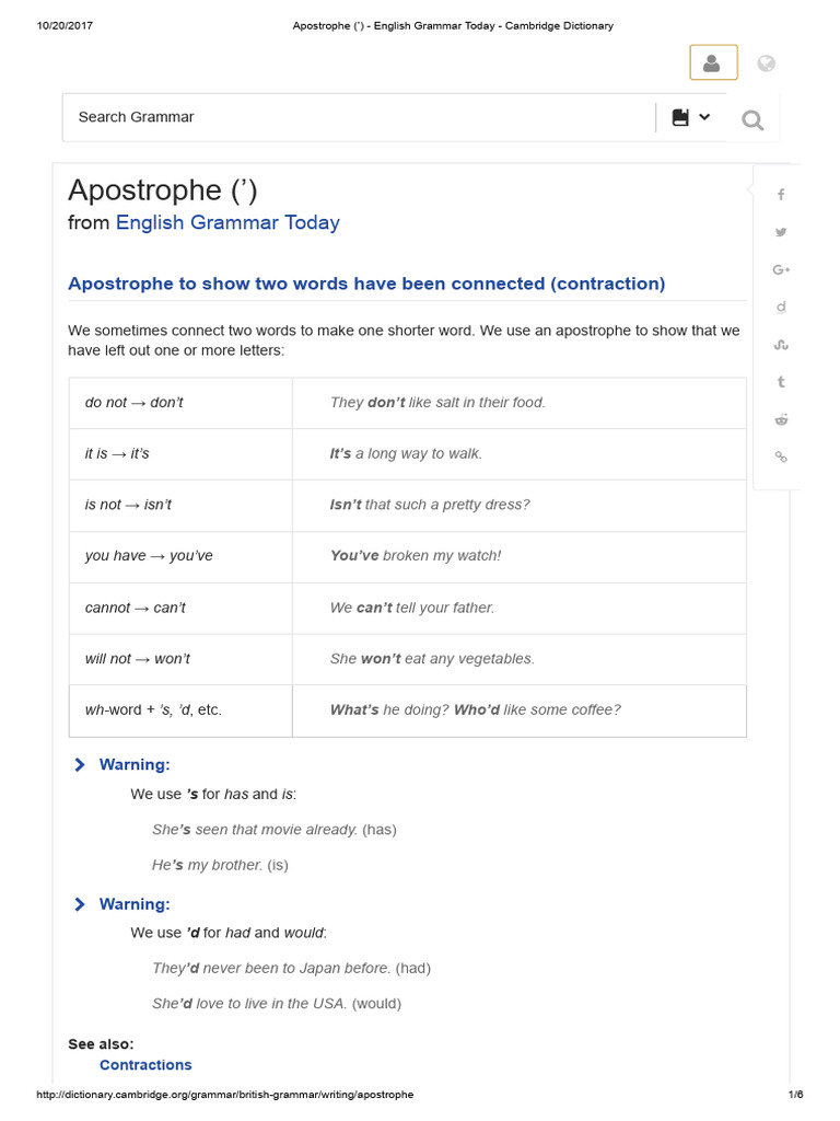 Understanding Apostrophes in English | PDF | English Grammar | English ...