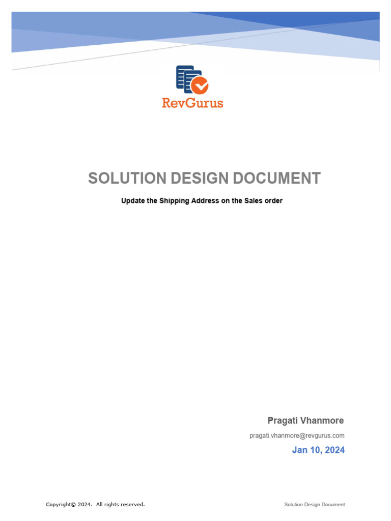 Solution Design Document For Update Shipping Address On Sales Order | PDF | Computing | Software