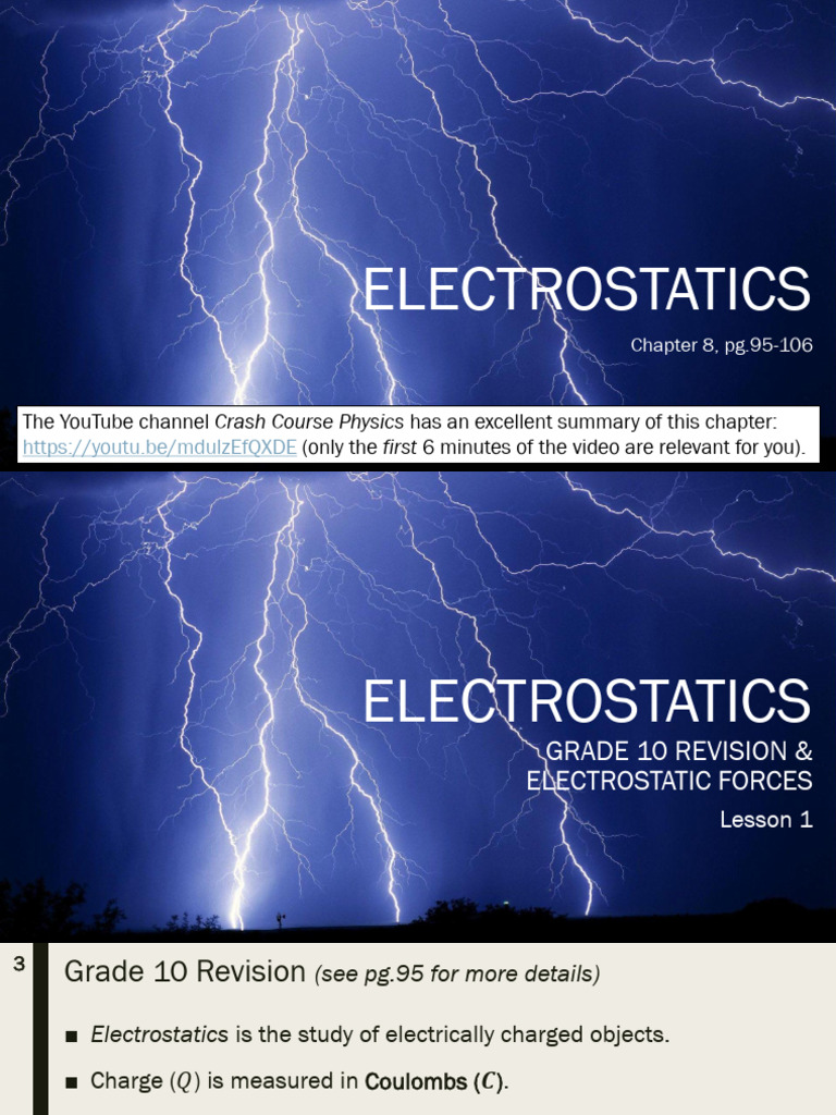 05 Electrostatics SLIDES | PDF | Electric Field | Force