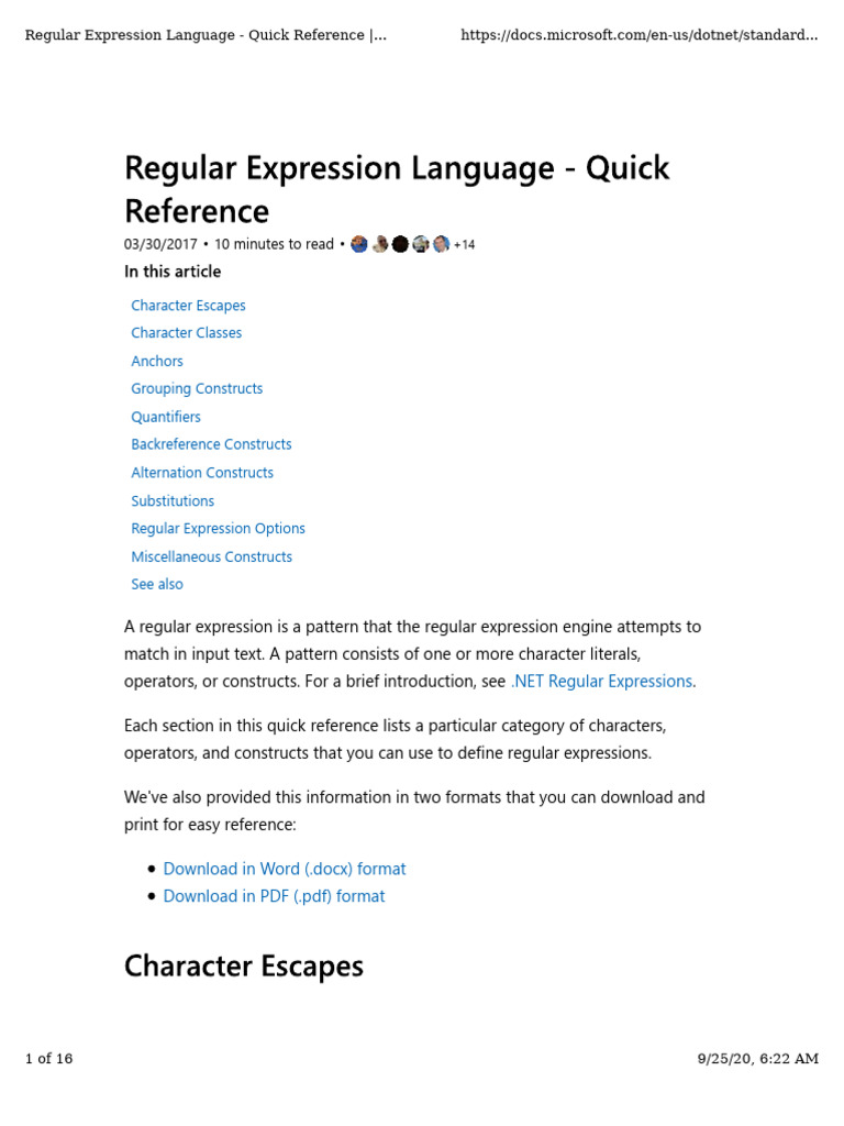 REGEX_QUICK.REFERENCE | PDF | Regular Expression | Computer Data