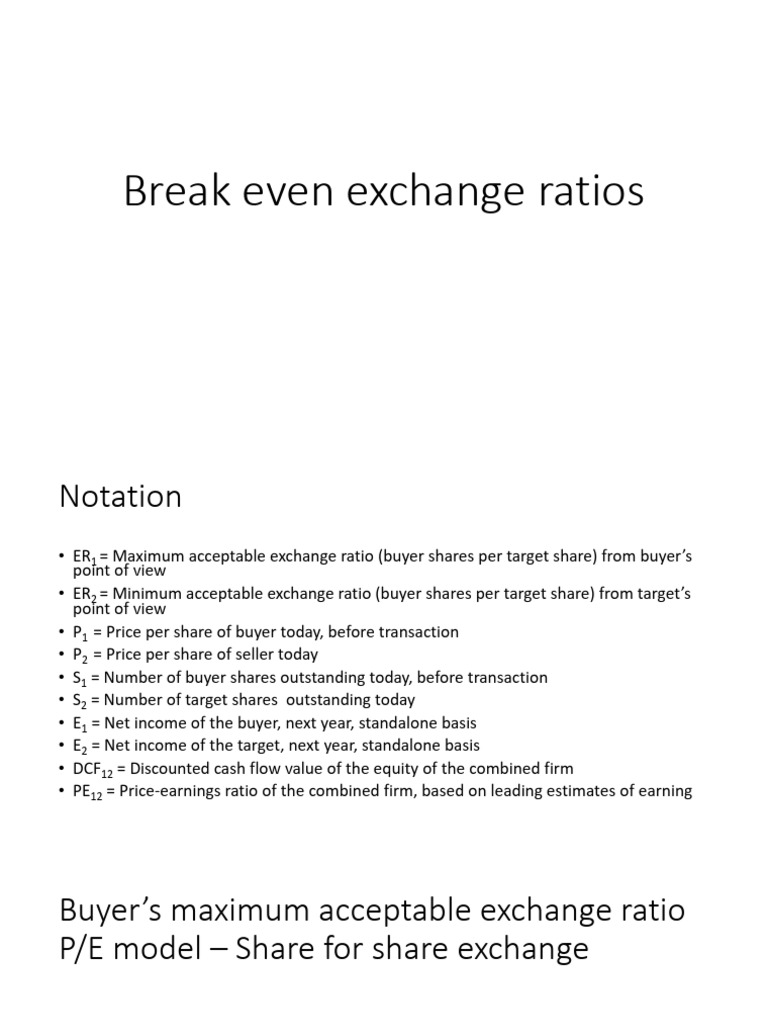 Break Even Exchange Ratios Explained | PDF | Investing | Financial Services