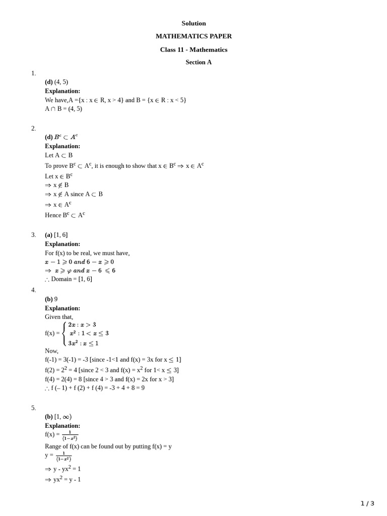 5th June Grade X! - Math-Solution | PDF | Mathematics | Mathematical Concepts