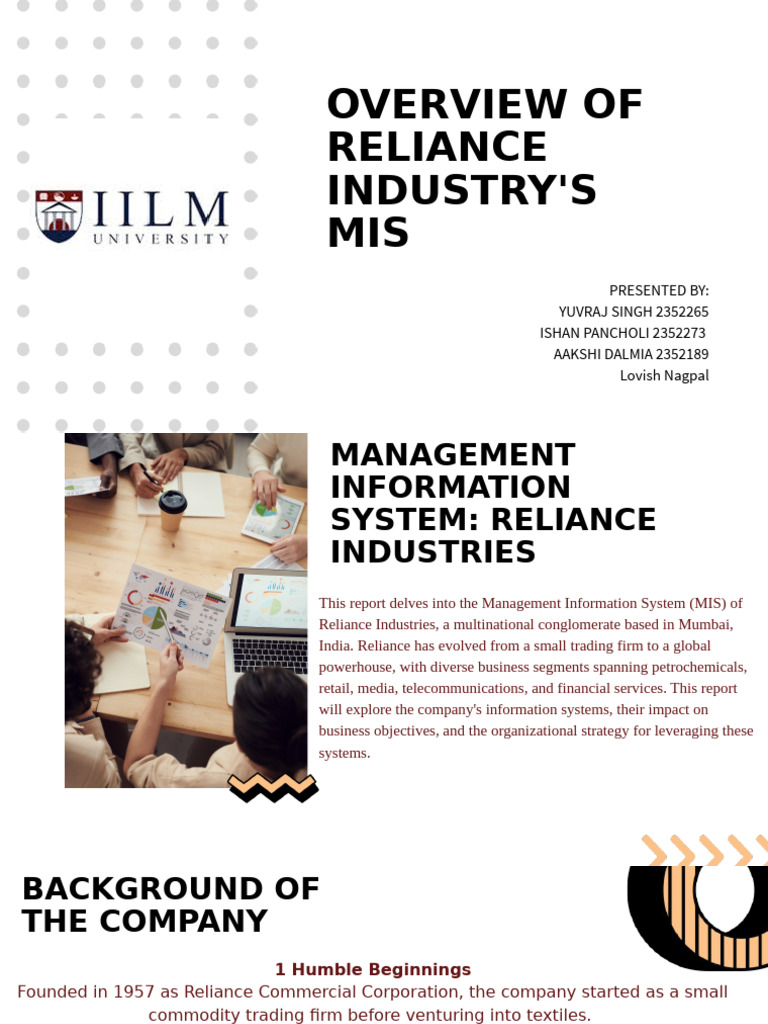 Reliance Industries' Management Information Systems | PDF | Internet Of ...
