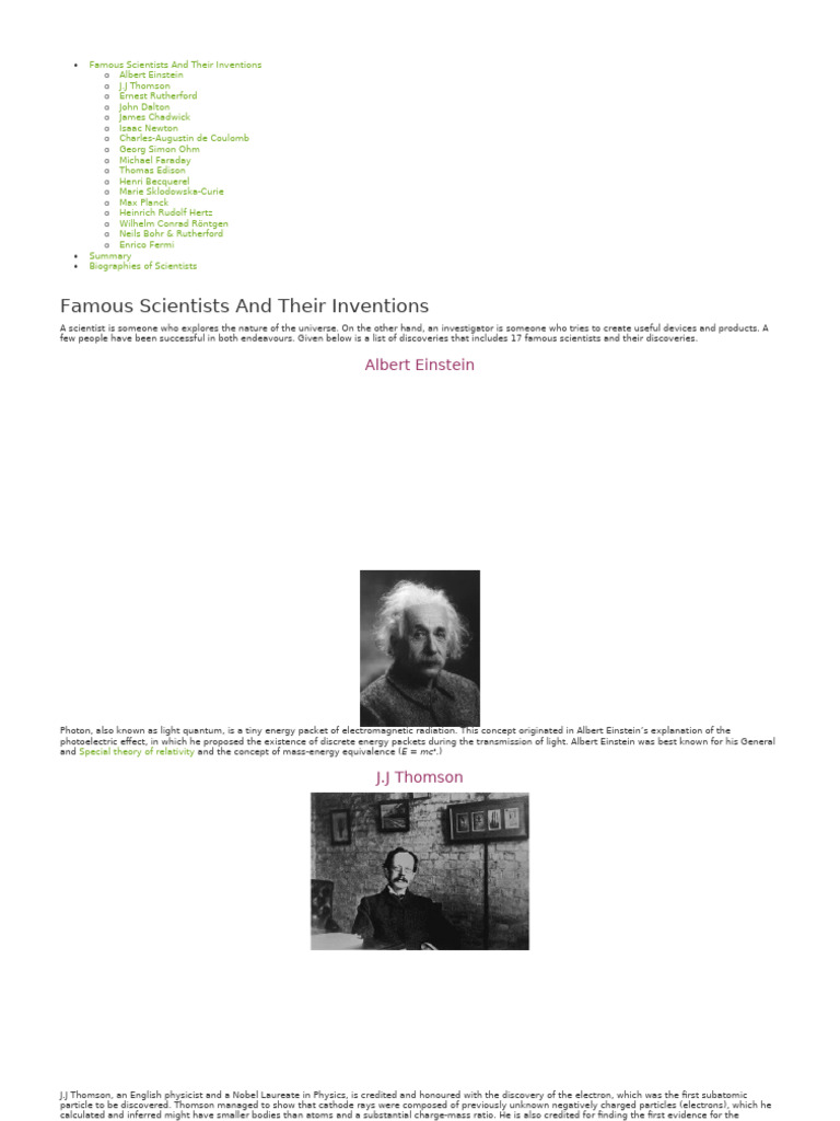 Scientists and Achievements | PDF | Atoms | Electron