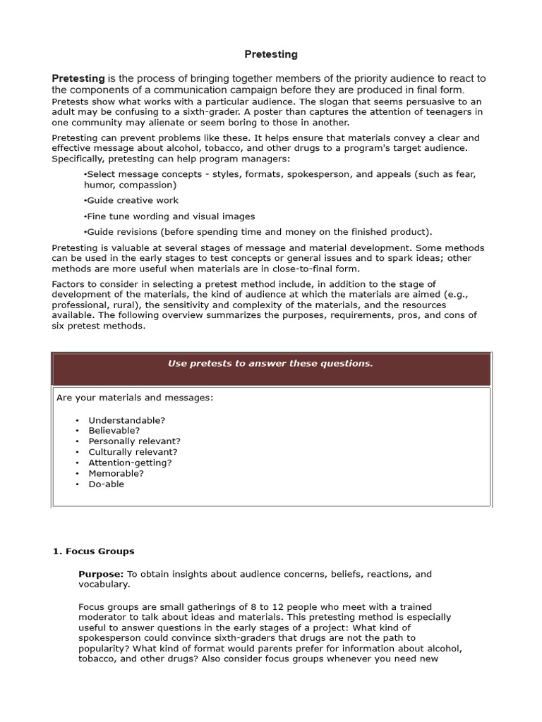 Pretesting | PDF | Questionnaire | Human Communication