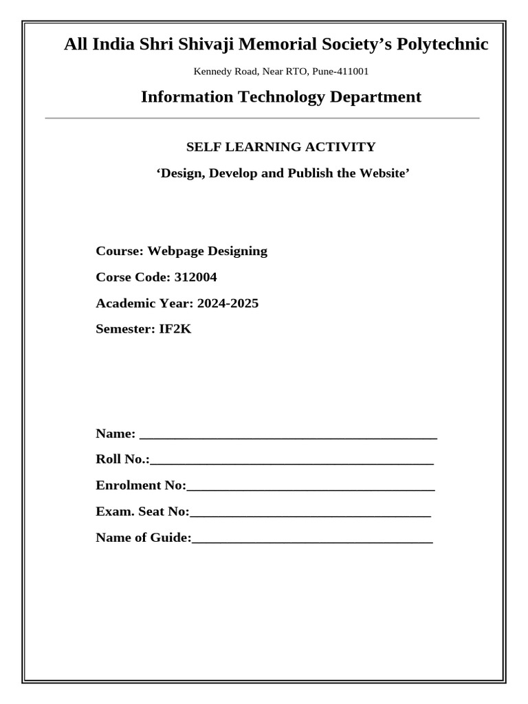 Self Learning Activity-WPD - S25 | PDF | World Wide Web | Internet & Web