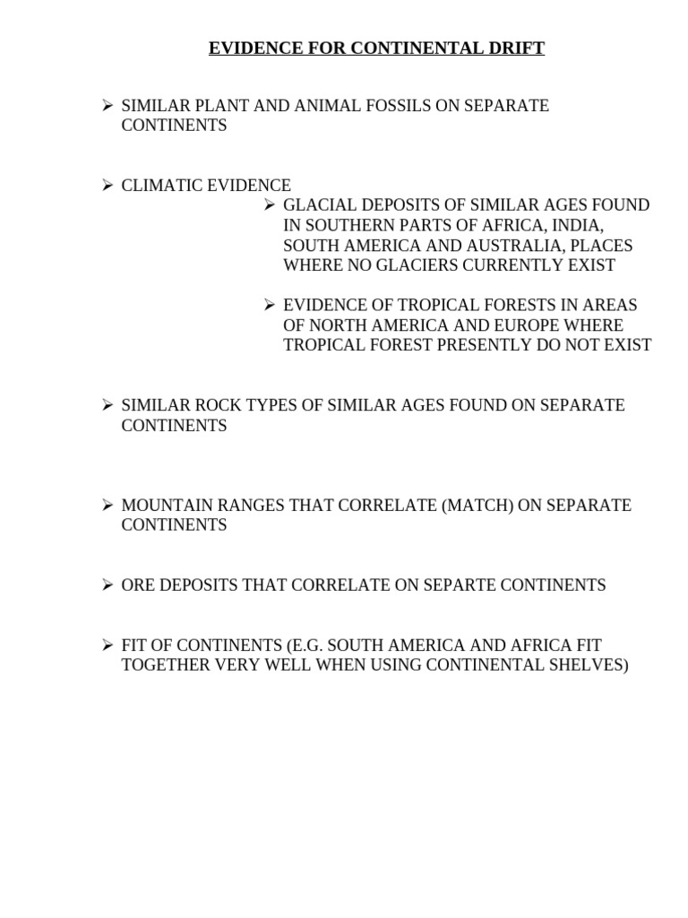 Notes Evidence For Continental Drift1 | PDF