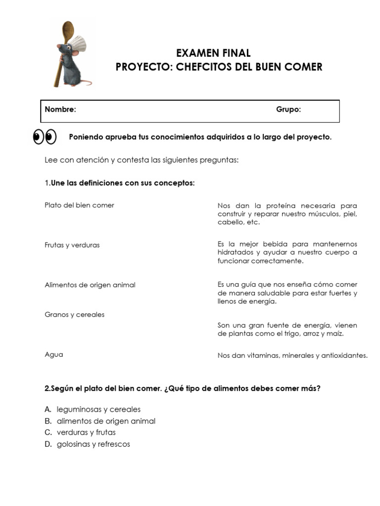 Examen Final: Chefcitos del Buen Comer | PDF | Alimentos | Fruta