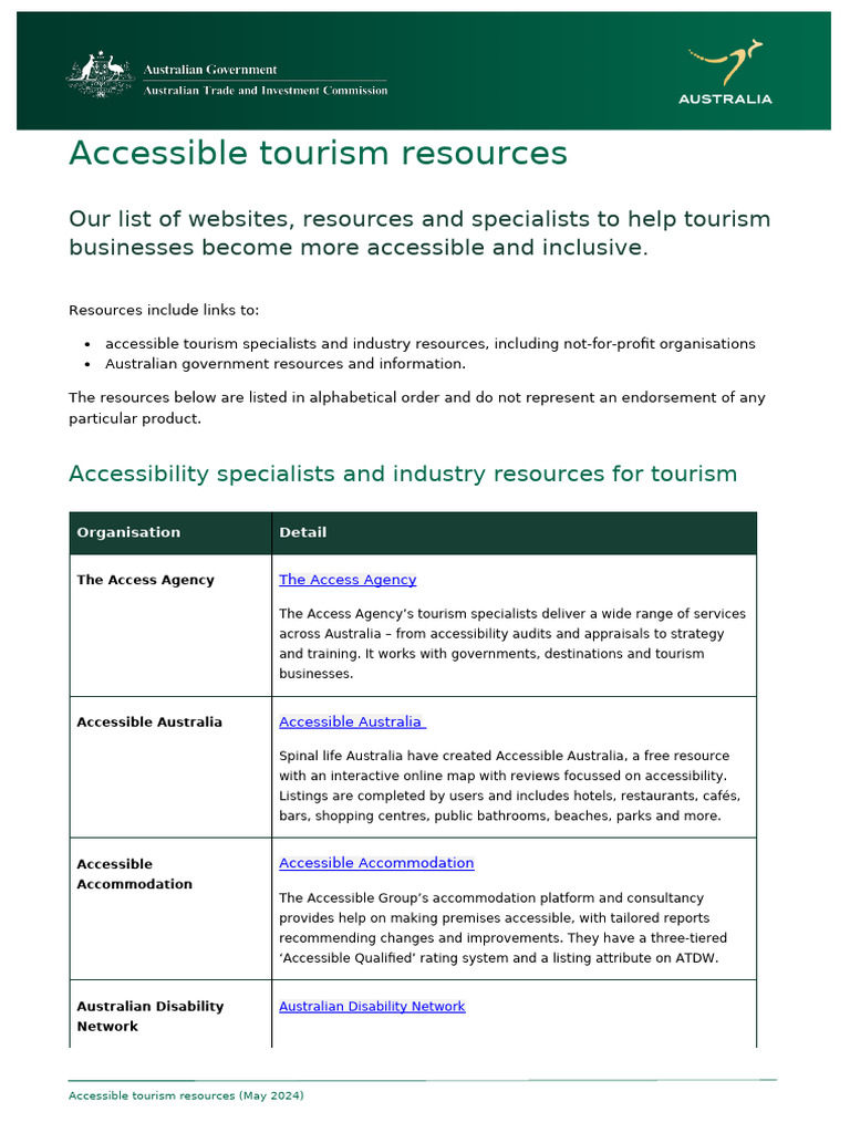 Accessible Tourism Resources Guide | PDF | Accessibility | World Wide Web