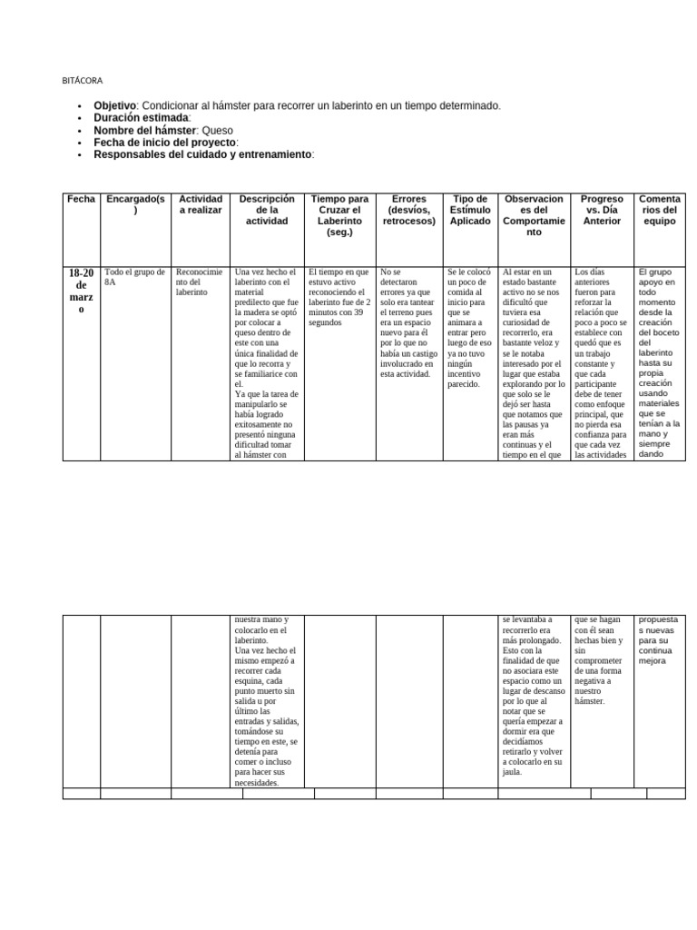 Ejemplo Bitácora | PDF