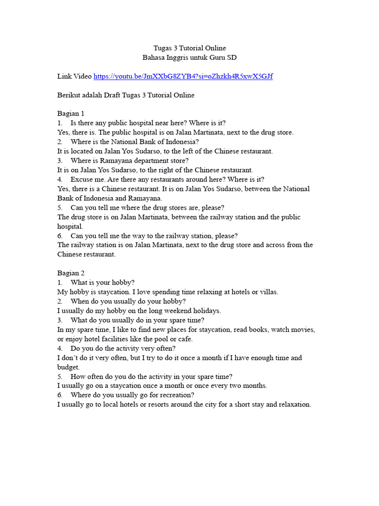 Tugas 3 Tutorial Online Bahasa Inggris | PDF
