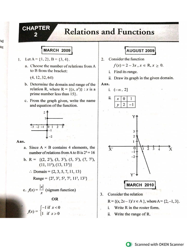 +1 Relations and Functions | PDF