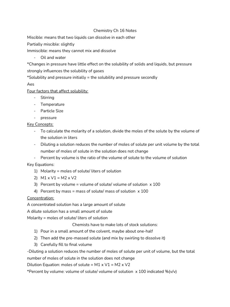 Chemistry CH 16 Notes | PDF | Quantity | Physical Sciences
