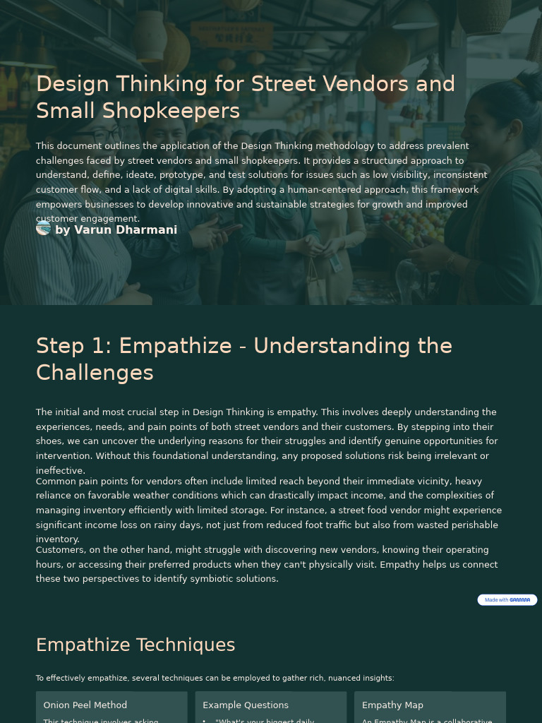 Design-Thinking-for-Street-Vendors-and-Small-Shopkeepers Final | PDF ...