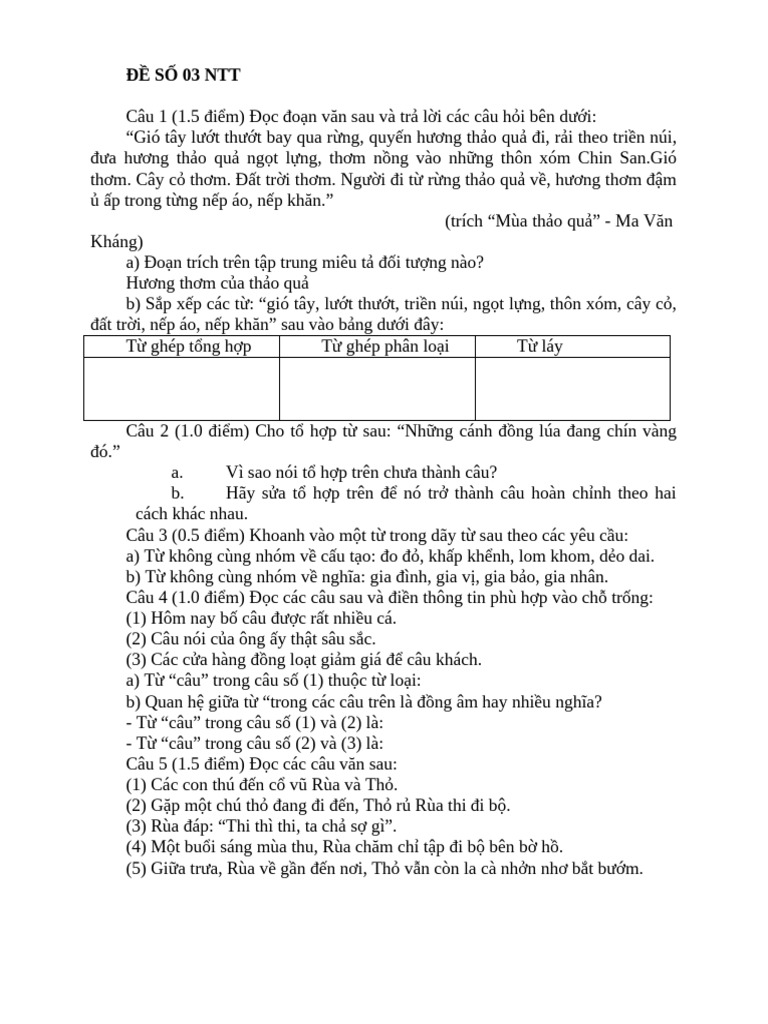 Đề Số 03 NTT | PDF