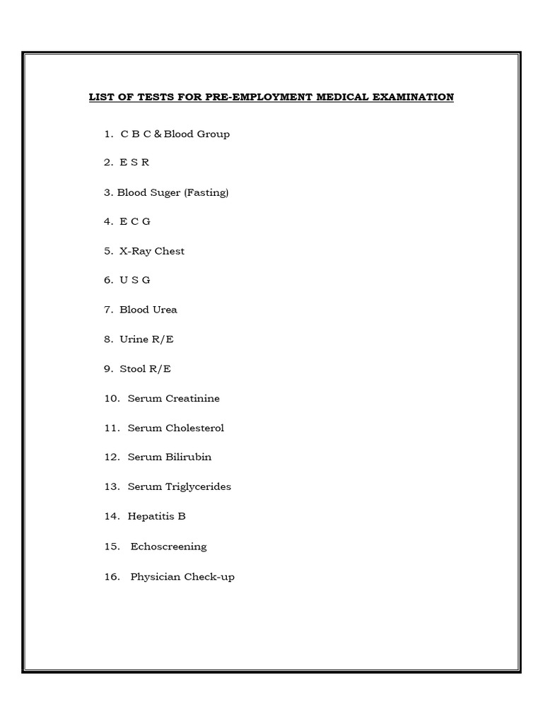List of Medical Tests For BkESL | PDF