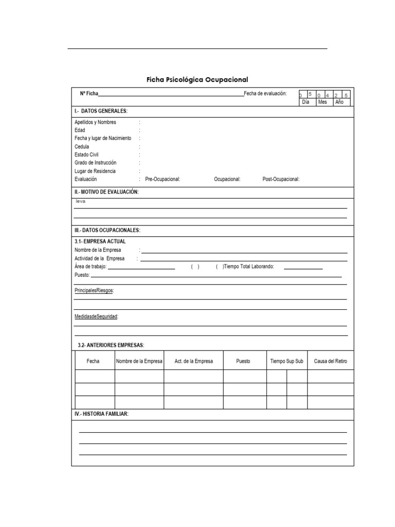 Ficha Ocupacional Psicosocial | PDF | Cognición | Neurociencia