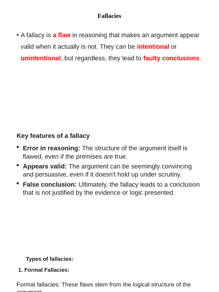 Fallacy Short Notes | PDF | Fallacy | Argument