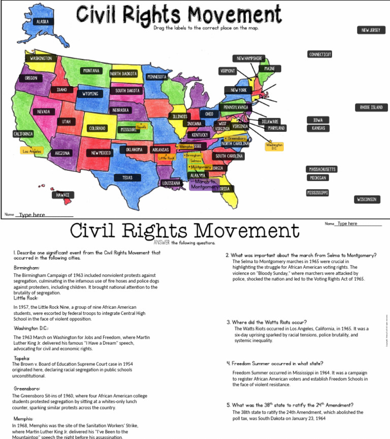 Civil Rights Map | PDF | Racial Segregation In The United States ...