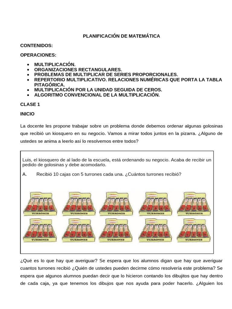 Planificacion Multiplicacion Tercer Grado 2022 | PDF | Multiplicación ...
