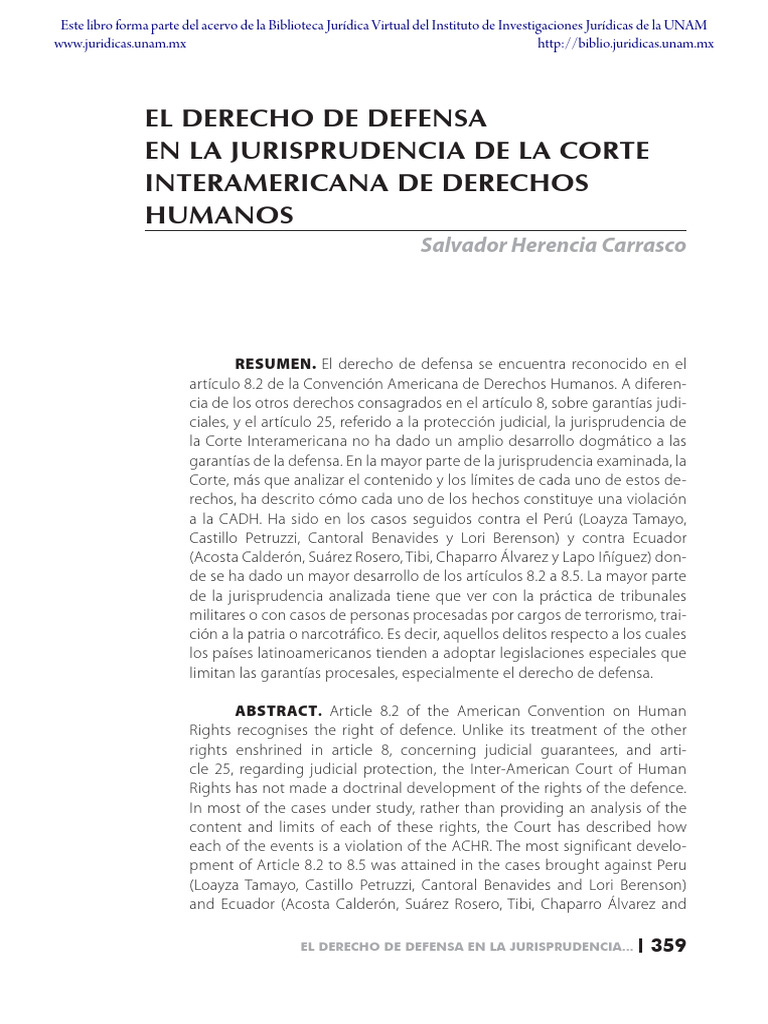 Derecho de Defensa en la Corte IDH | PDF | Debido al proceso | Caso de ley